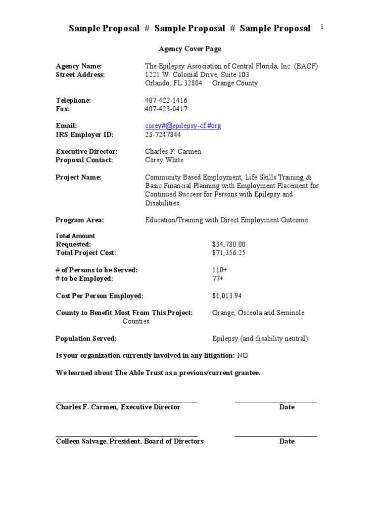 Sample Proposal # Sample Proposal # Sample Proposal | PDF | Epilepsy ...