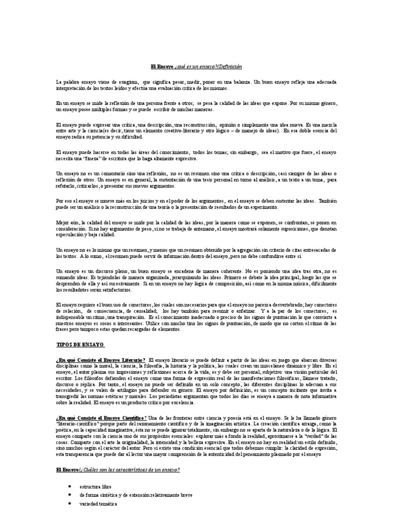 El Ensayo - Doc.completo | PDF | Ensayos | Epistemología