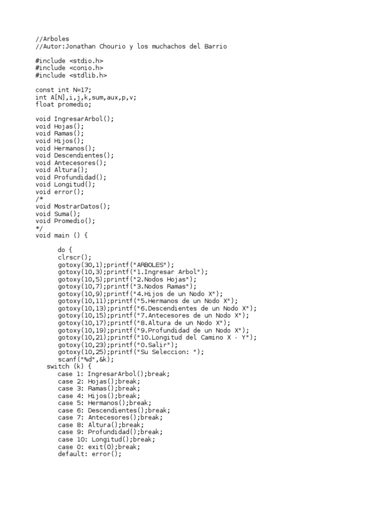 Estructura de Datos. Nodos Ramas, Hojas, Hijos, Ejemplo C++ | PDF ...