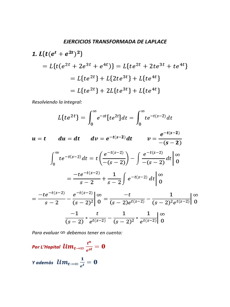 Ejercicios Transformada de Laplace #1 | PDF | Enseñanza de matemática | Análisis matemático