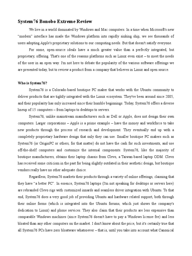 System76 Bonobo Extreme Review | PDF | Laptop | Computer Keyboard