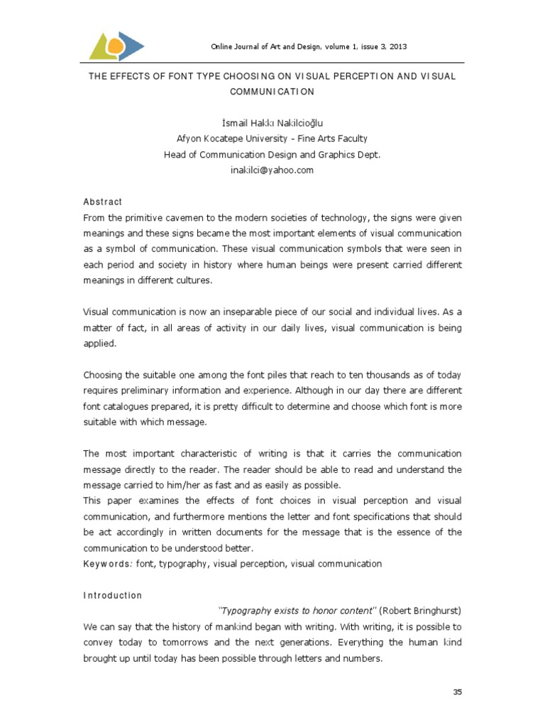 The Effects of Font Type Choosing On Visual Perception and Visual ...