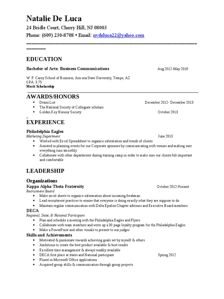 Natalie Delucas Resume | PDF | Career & Growth | Business