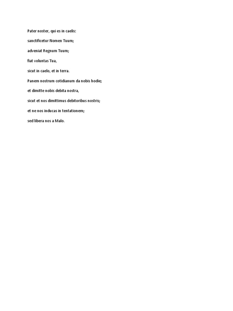Pater Noster (Lord's Prayer in Latin) | PDF