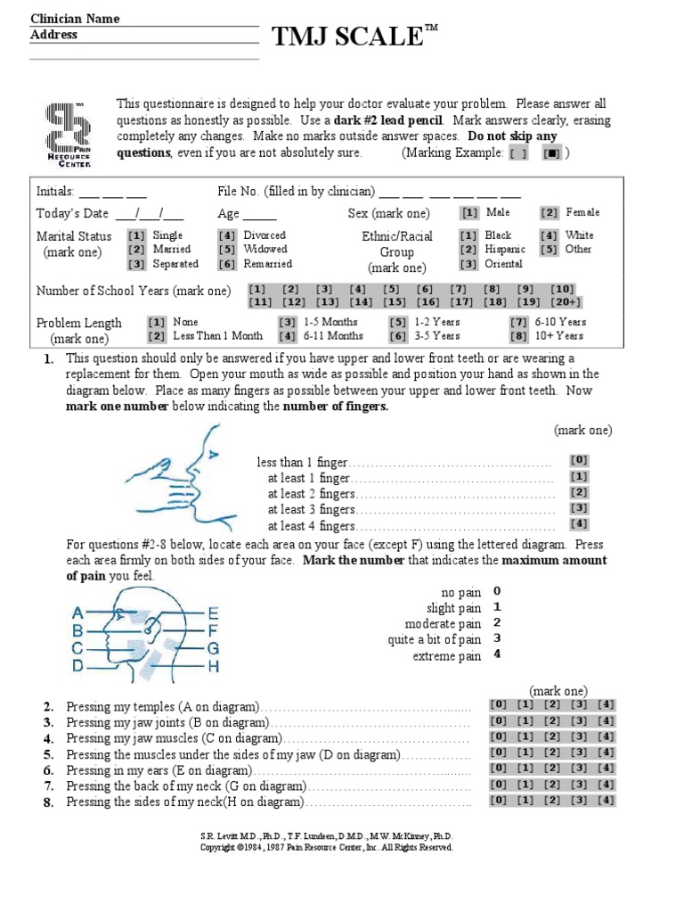 TMJ Scale Form | PDF | Race And Ethnicity In The United States Census ...