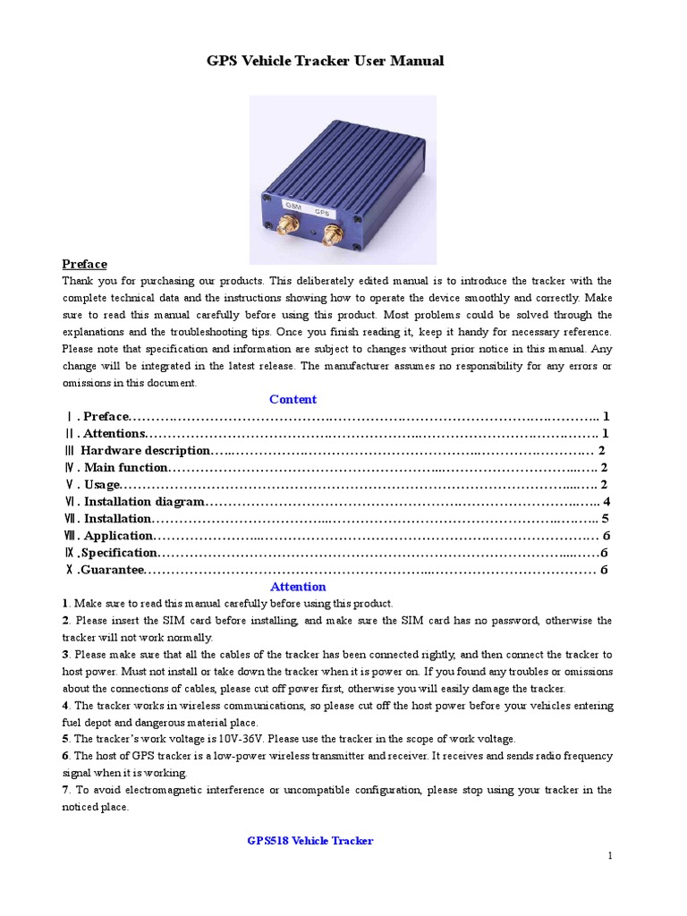 GPS Vehicle Tracker User Manual | PDF | Cable | Global Positioning System
