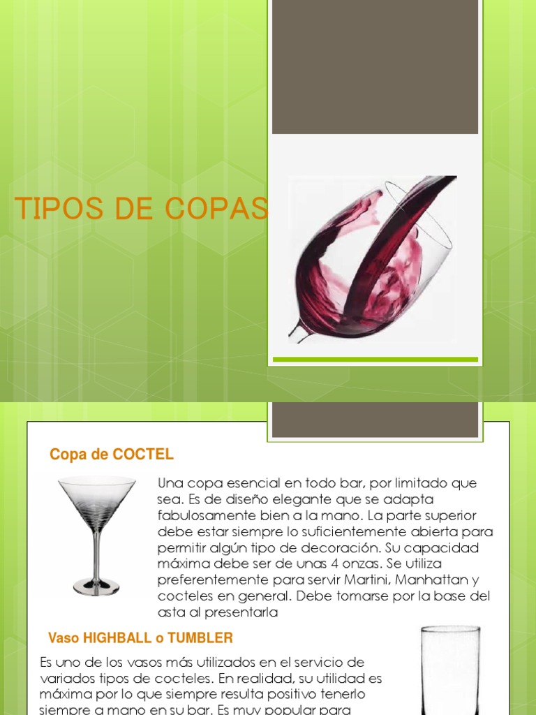 Tipos de Copas | PDF | brandy | Martini (Cóctel)