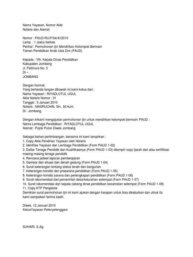 Proposal Pendirian PAUD