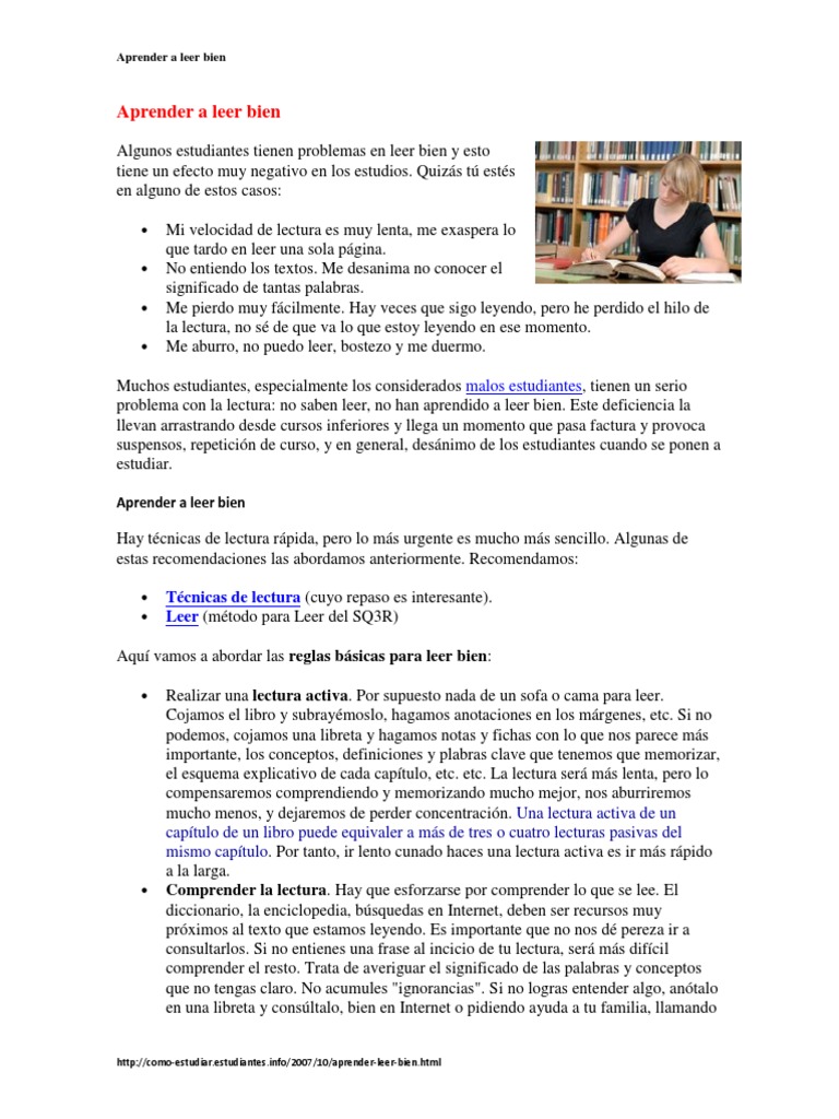 Aprender A Leer Bien | PDF | Lectura veloz | Lectura (proceso)