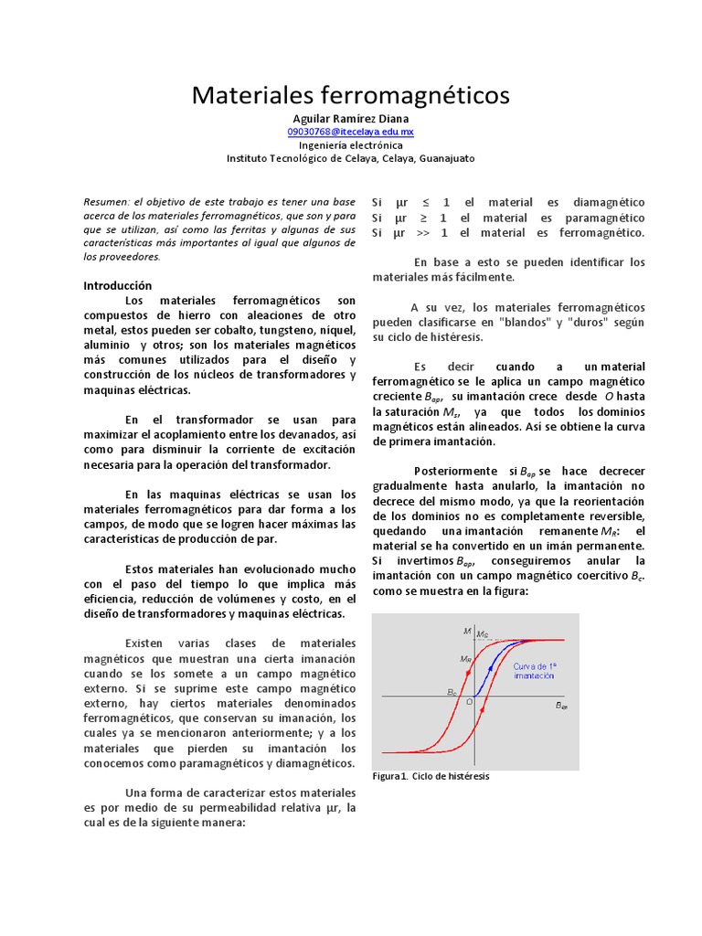 Materiales Ferromagnéticos | PDF | Elementos químicos | Física Aplicada ...