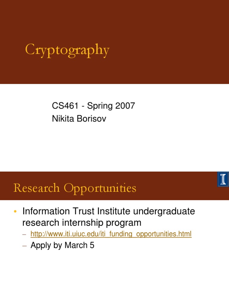 CS461 09.cryptography | PDF | Cryptography | Cipher