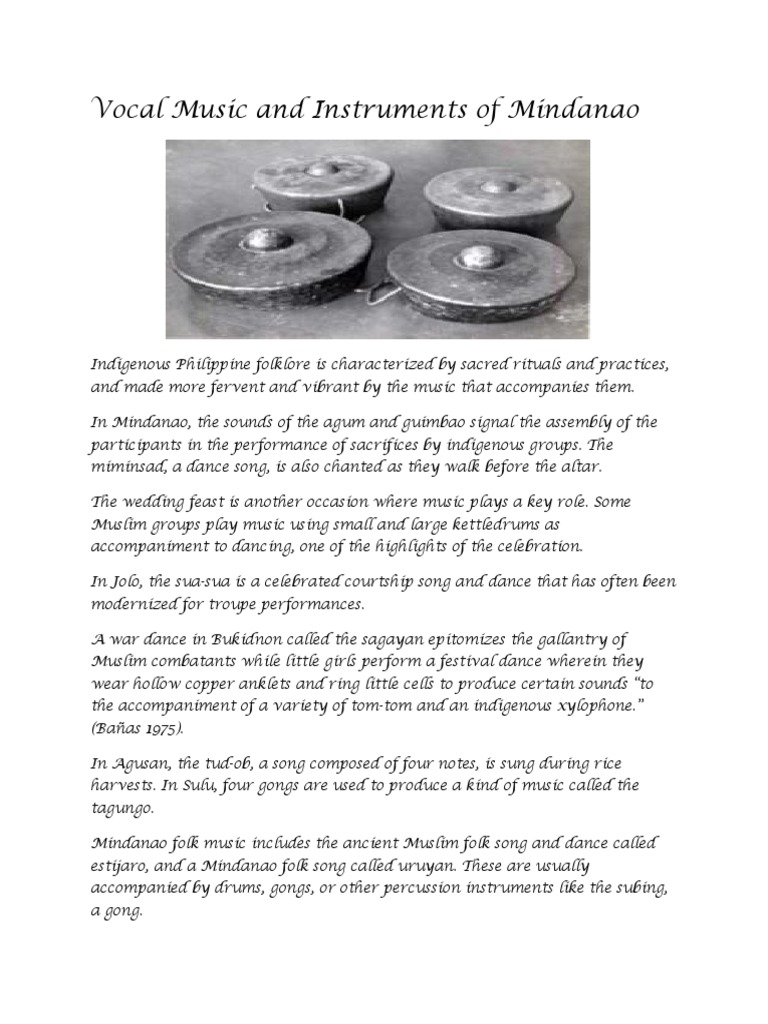 Vocal Music and Instruments of Mindanao