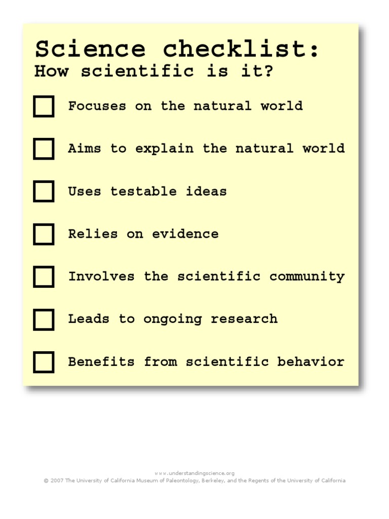 Science Checklist:: How Scientific Is It? | PDF