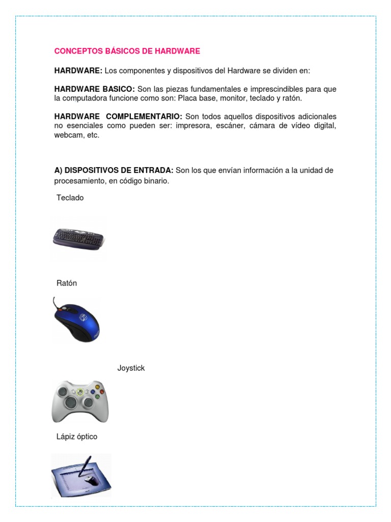 Conceptos Básicos de Hardware | PDF | Hardware de la computadora | Internet