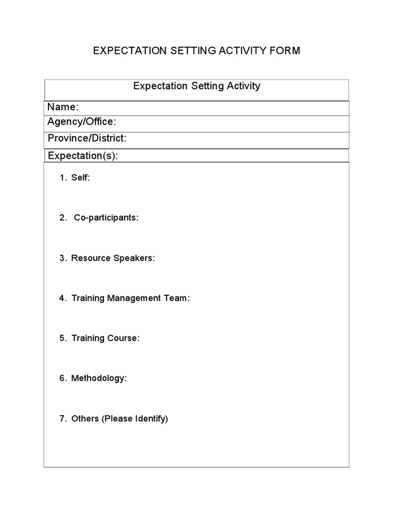 Expectation Setting Activity Form | PDF | Business