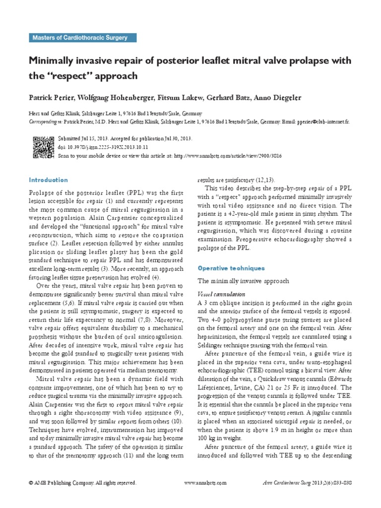 Minimally Invasive Repair of Posterior Leaflet Mitral Valve Prolapse ...