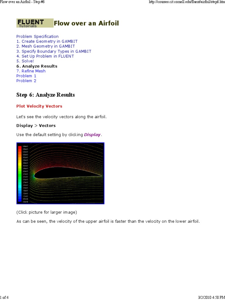 Flow Over An Airfoil: Step 6: Analyze Results | PDF | Airfoil | Fluid ...