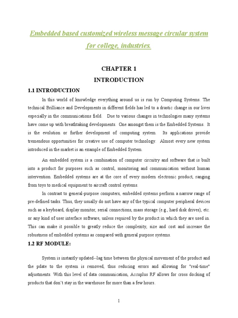 Embedded Based Customized Wireless Message Circular System For College, Industries. | PDF ...