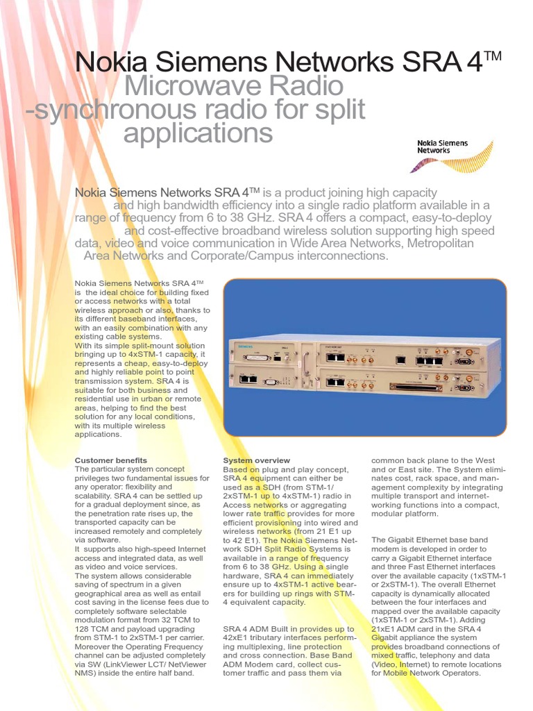 Nokia Siemens SRA 4 Datasheet | PDF