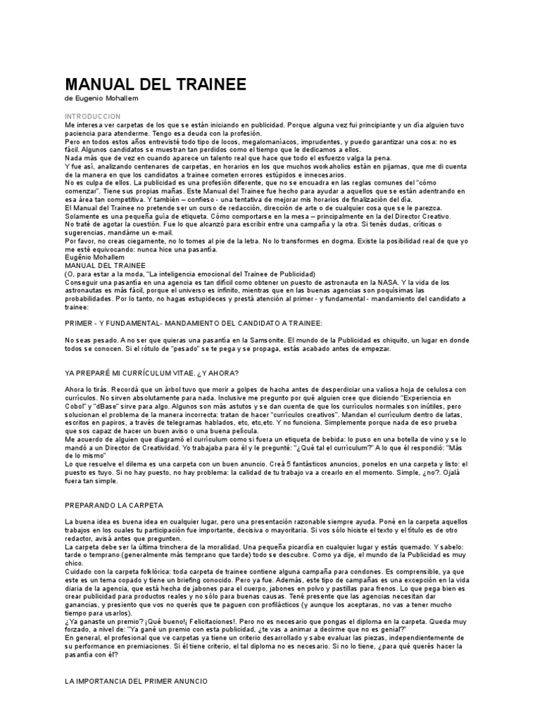 Manual Del Trainee | PDF
