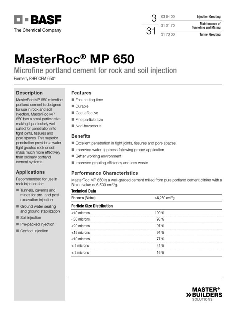 Ugc-Dat-0414 Masterroc MP 650 090413 Final | PDF | Concrete | Cement