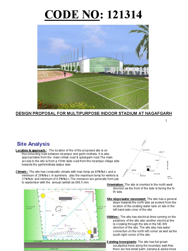 Indoor Stadium Design Proposal at Nagafgarh | PDF | Sustainable Design ...