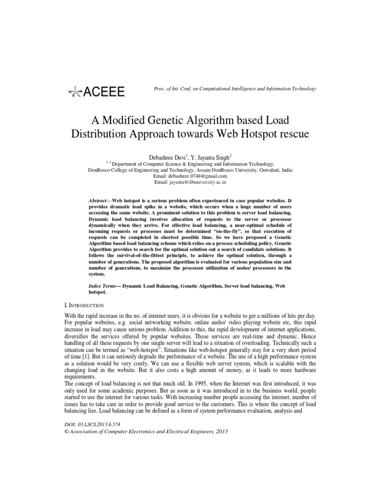 Genetic Algorithm for Web Load Balancing | PDF | Load Balancing ...