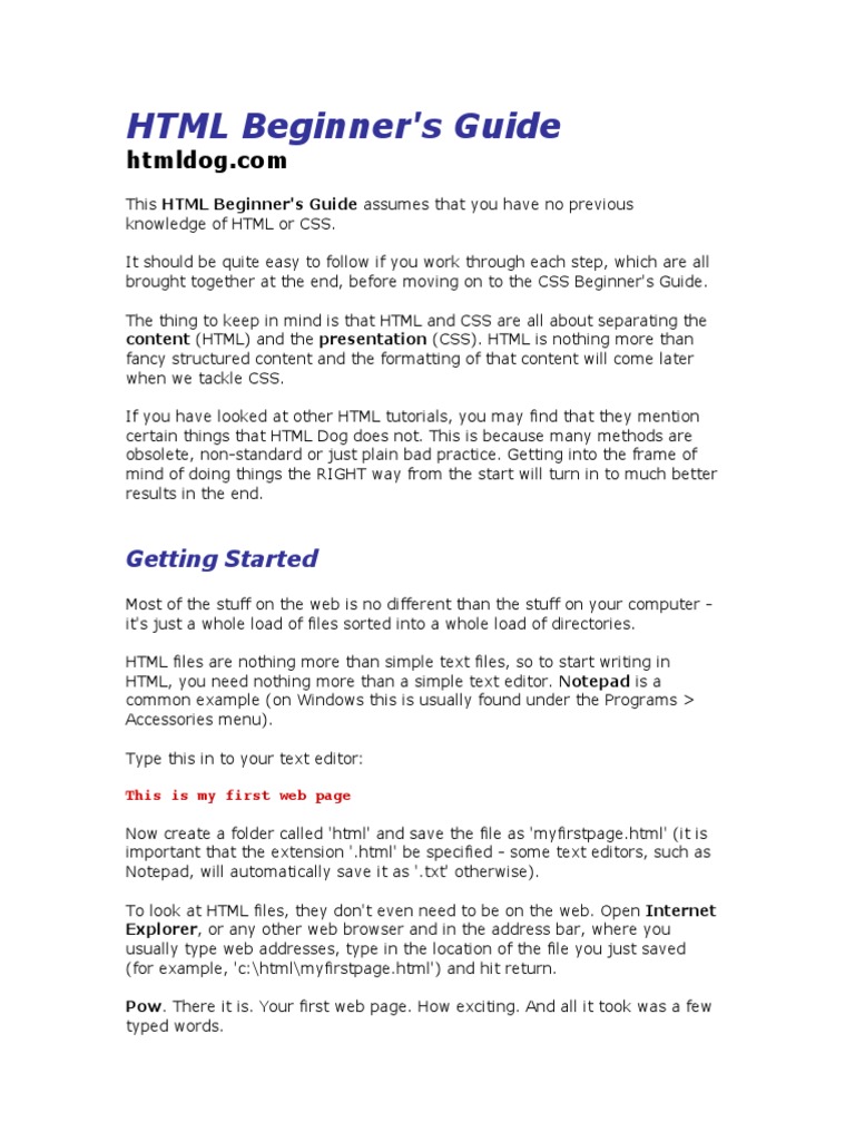 HTML Beginner | Download Free PDF | Html Element | Html