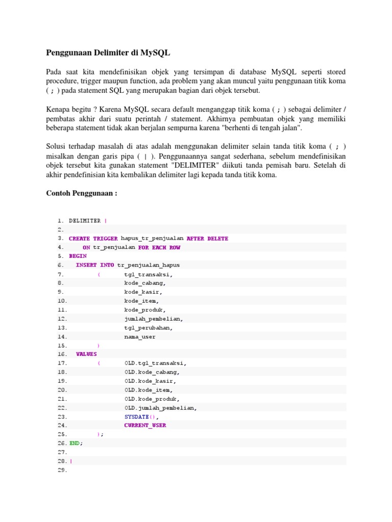 Penggunaan Delimiter Di MySQL | PDF | Komputer
