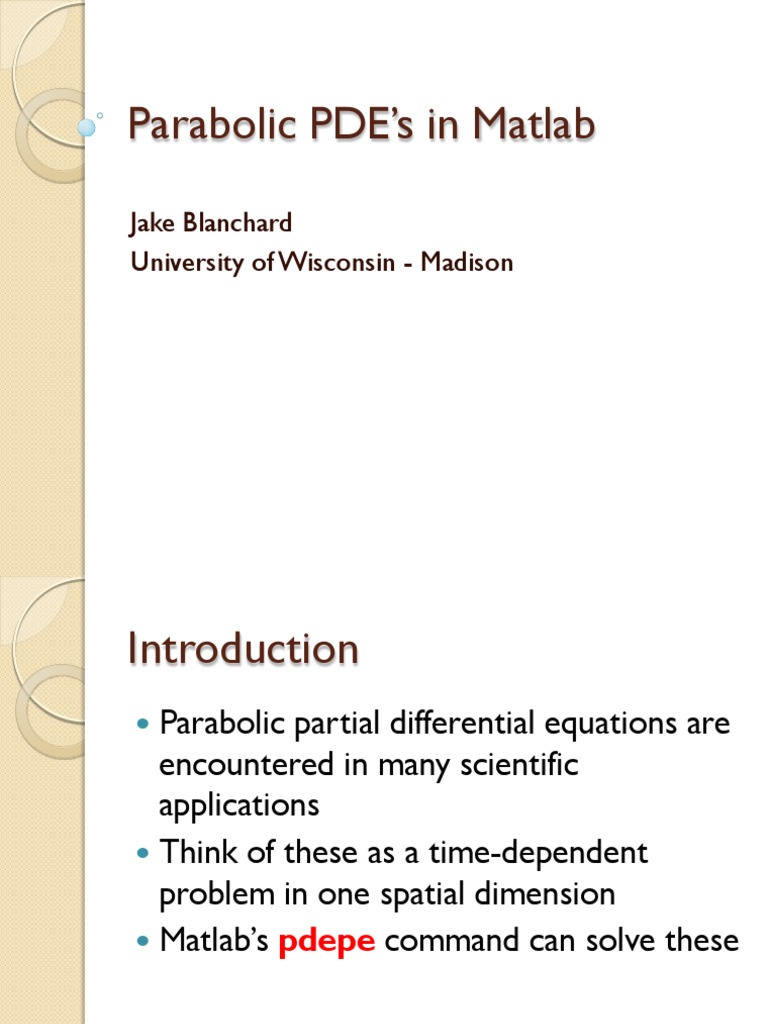 Parabolic Pde | PDF | Partial Differential Equation | Differential Calculus