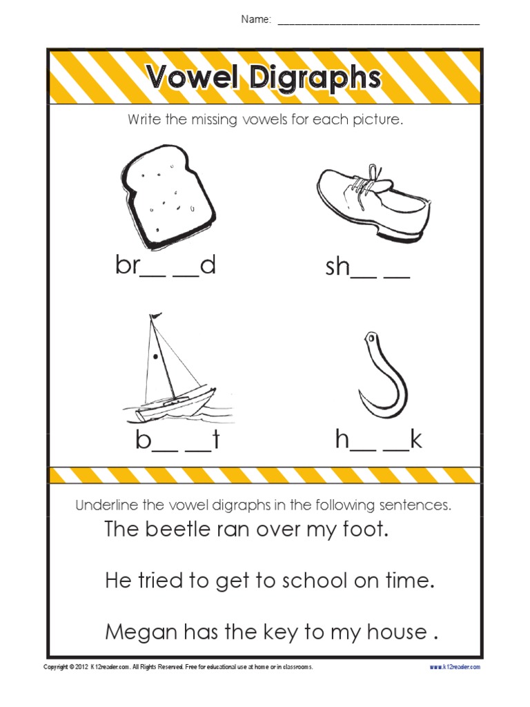 Vowel Digraphs Vowel Digraphs: BR - D SH | PDF | Games & Activities