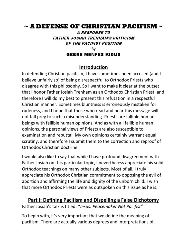 A Defense of Christian Pacifism | PDF | Armor Of God | Theology