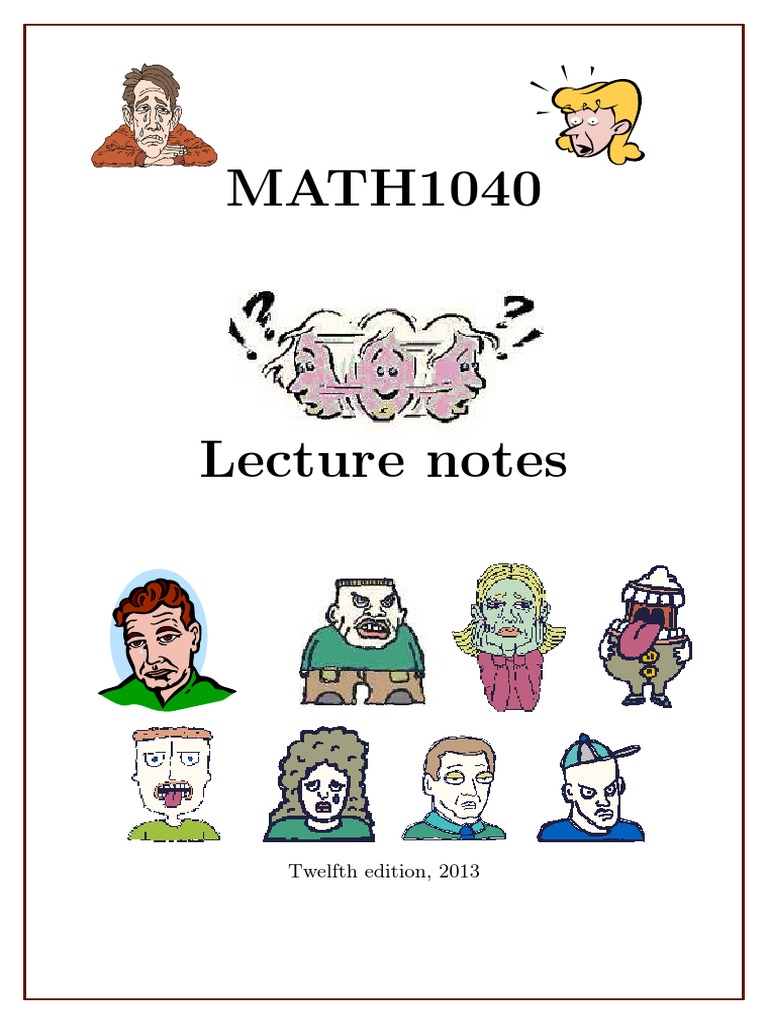 '''MATH1040 Notes | PDF | Fraction (Mathematics) | Quadratic Equation