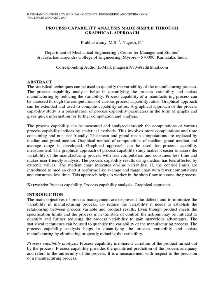 Process Capability Analysis Made Simple Through | PDF | Median | Mean
