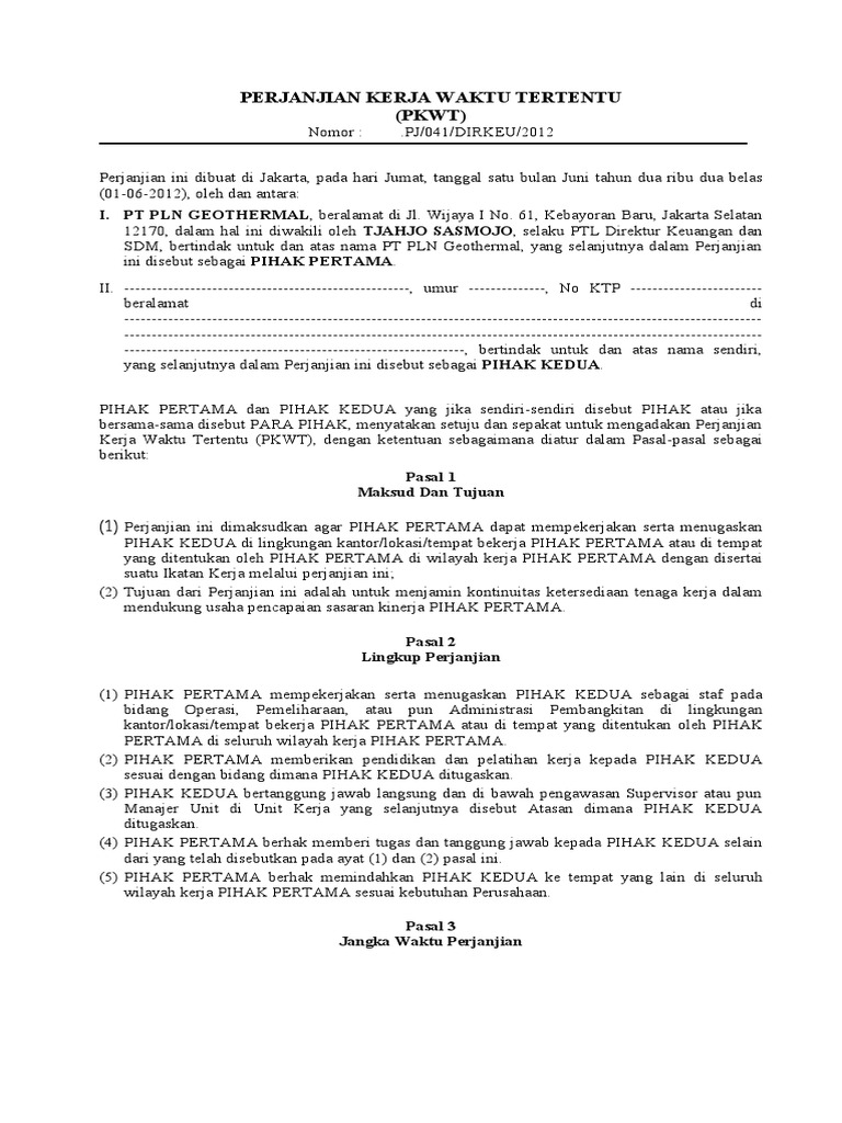 Lampiran 3. PKWT D3 | PDF