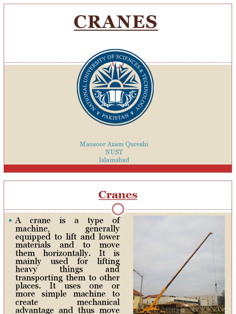 Cranes, Construction Machines | PDF | Crane (Machine) | Elevator