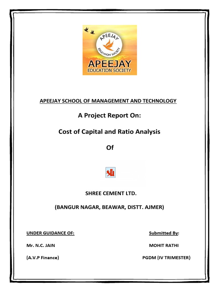 Project Report Mohit | PDF | Cost Of Capital | Financial Capital
