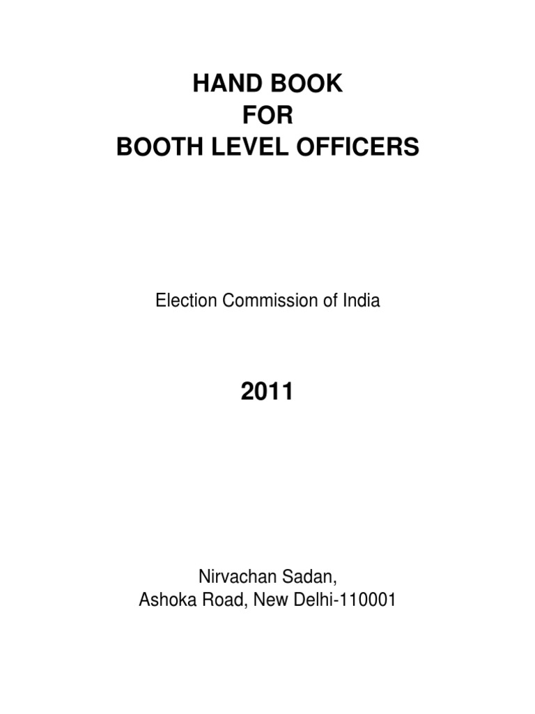 Handbook BOOTH LEVEL OFFICER | PDF | Voter Registration | Electoral ...