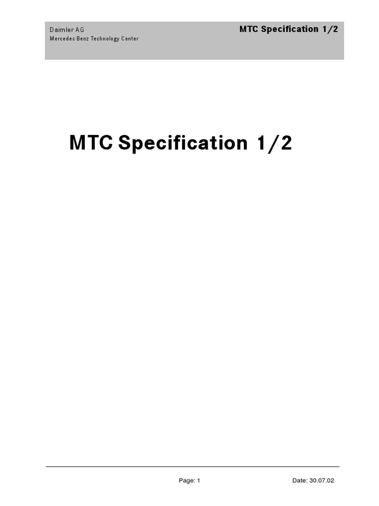 MTC - Specification PDF | Download Free PDF | Daimler Ag | Mercedes Benz