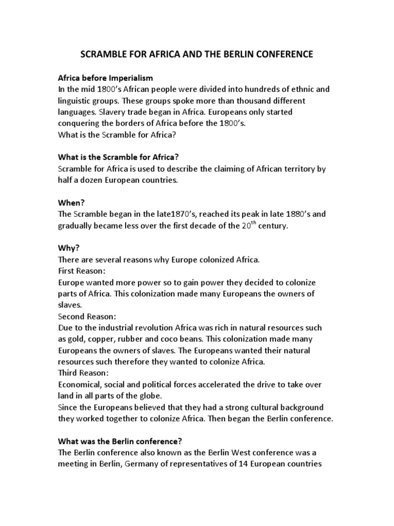 Script Scramble For Africa | PDF | Africa | Colonization