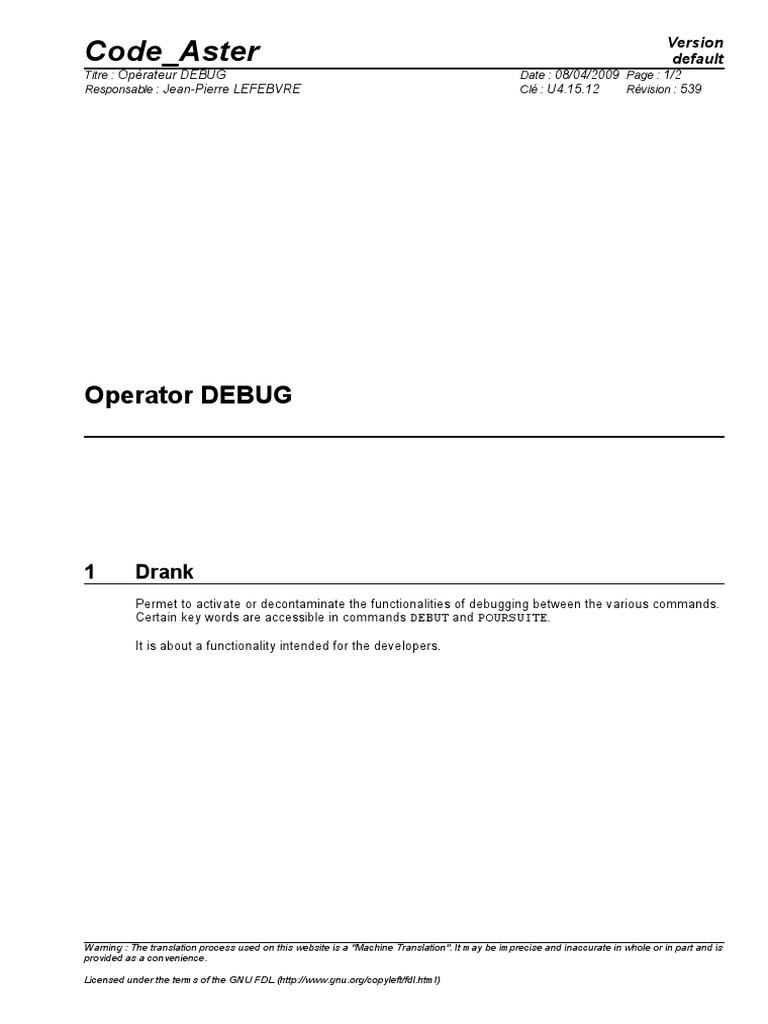 Code - Aster: Operator DEBUG | PDF | Software Development | Information Technology Management
