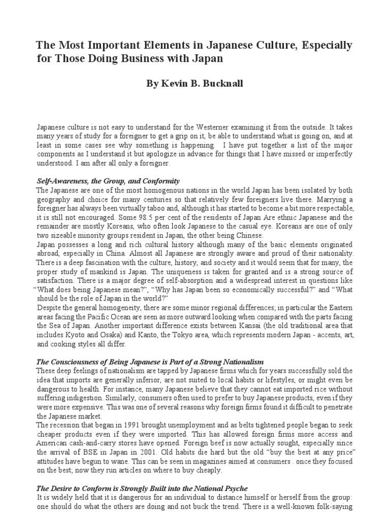The Most Important Elements in Japanese Culture | PDF | Japan | Family