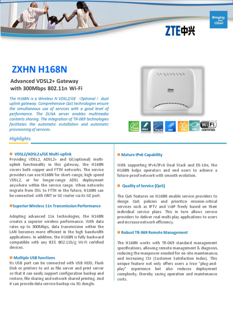 ZXHN H168N Datasheet | I Pv6 | Quality Of Service