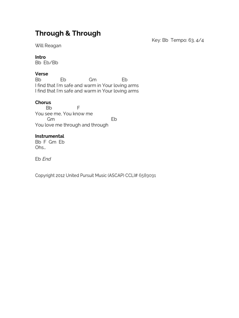 Through and Through (Chord Chart) | PDF | Song Structure | Recorded Music