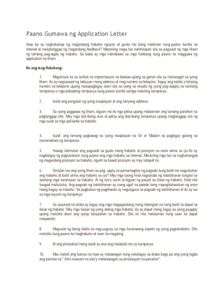 Paano Gumawa Ng Application Letter