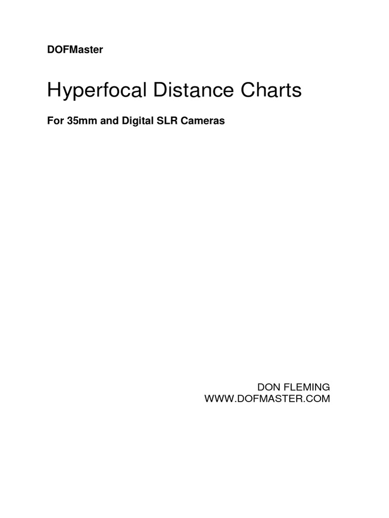 Hyperfocal Distance Charts | PDF | Single Lens Reflex Camera | Vision