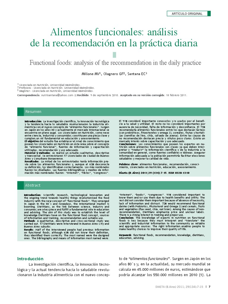 Alimentos Funcionales | PDF | Comida funcional | Alimentos