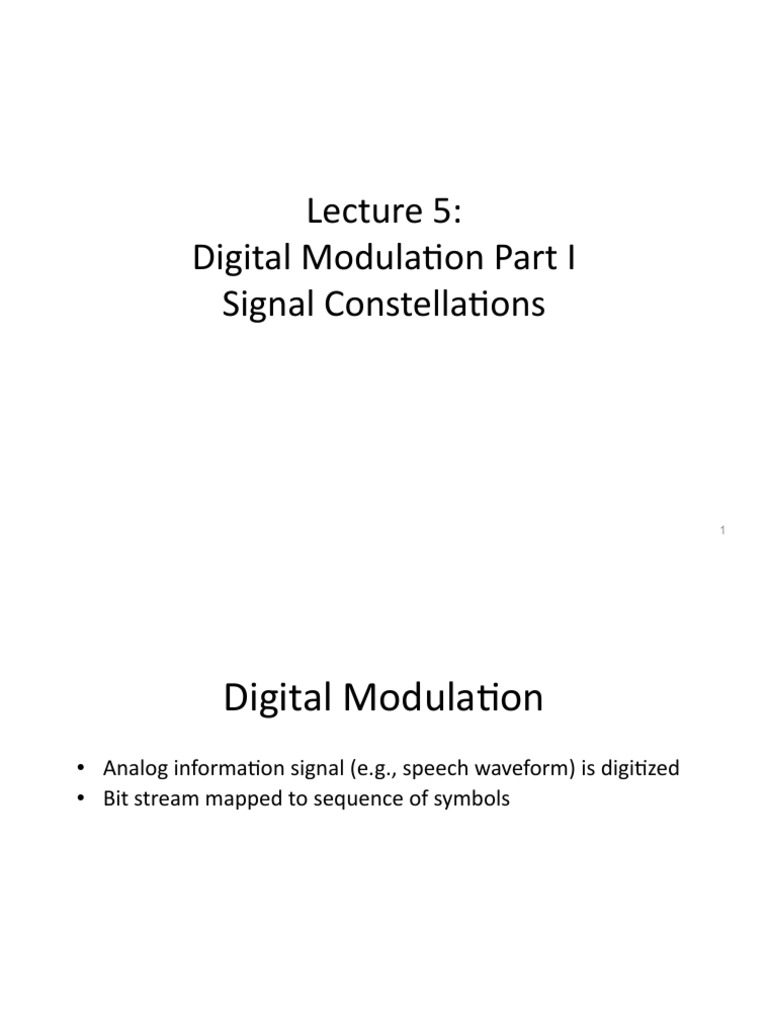 Digital Modulation Part I Signal Constellations | PDF