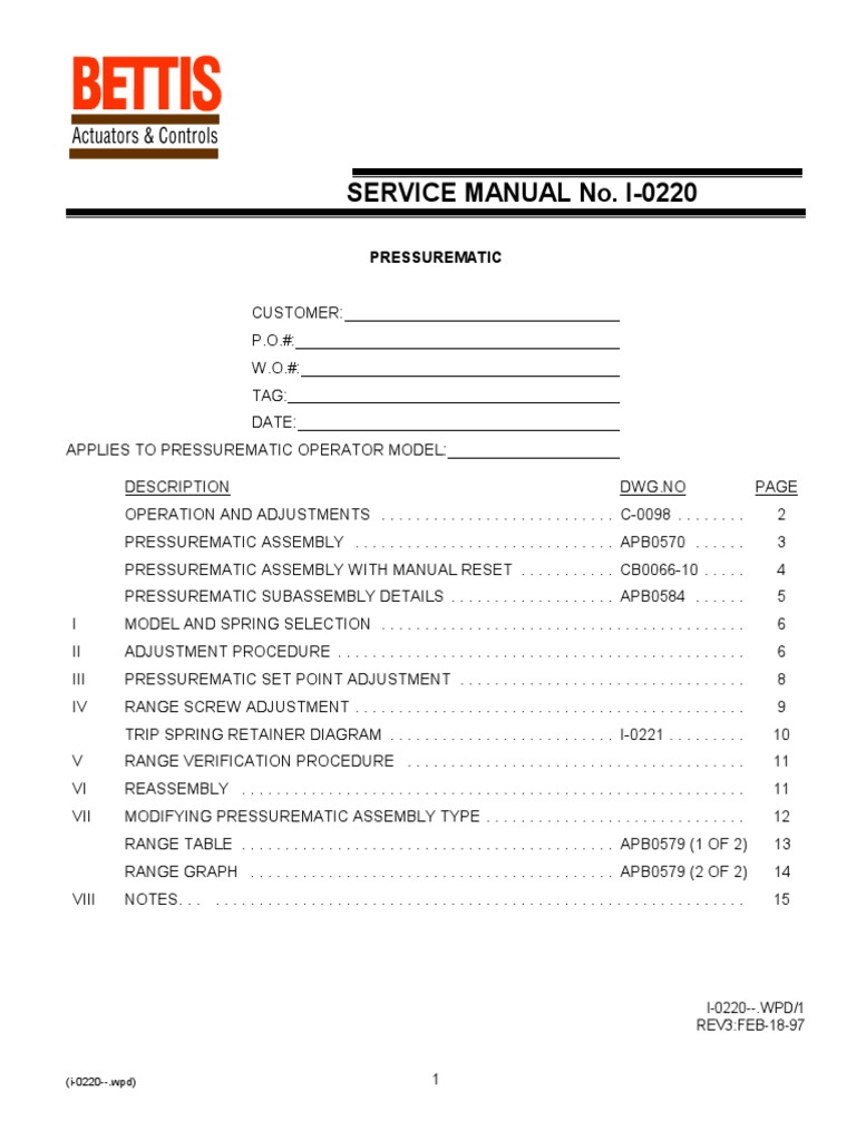 PSHL PressureMatic Operation and Service Manual PDF | PDF