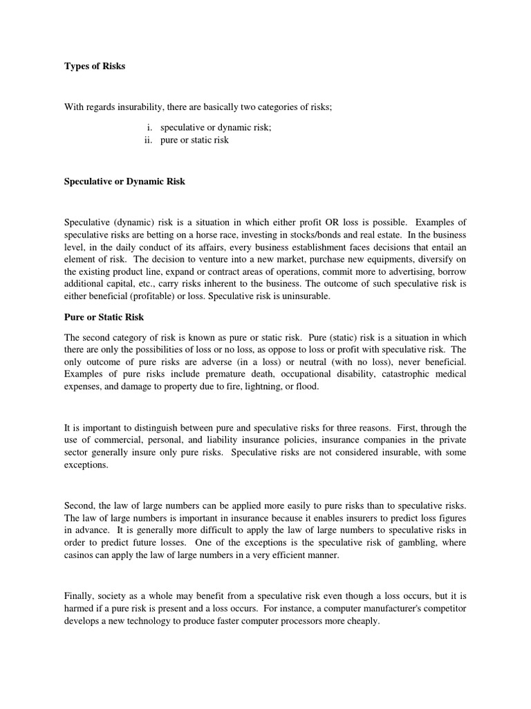 Types of Risks | PDF | Risk | Insurance